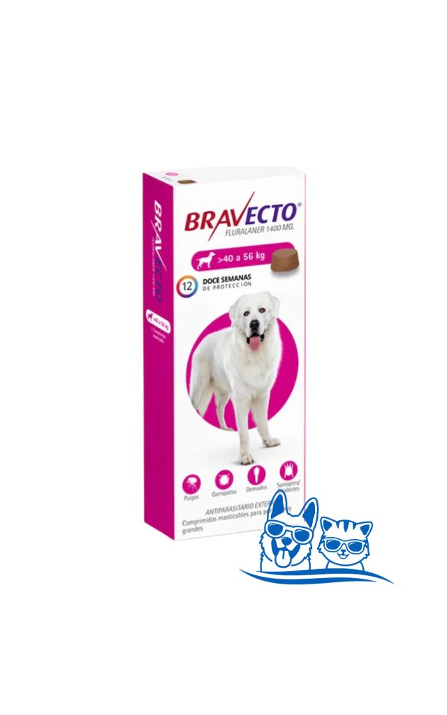 Bravecto Antiparasitario Externo Perro 1400mg (40kg a 56kg) – Paradise Pet Shop